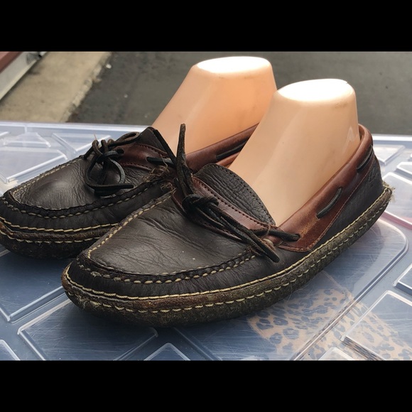 hs trask | Shoes | Hs Trask Brown Leather Slipon Boat Loafer Shoes ...